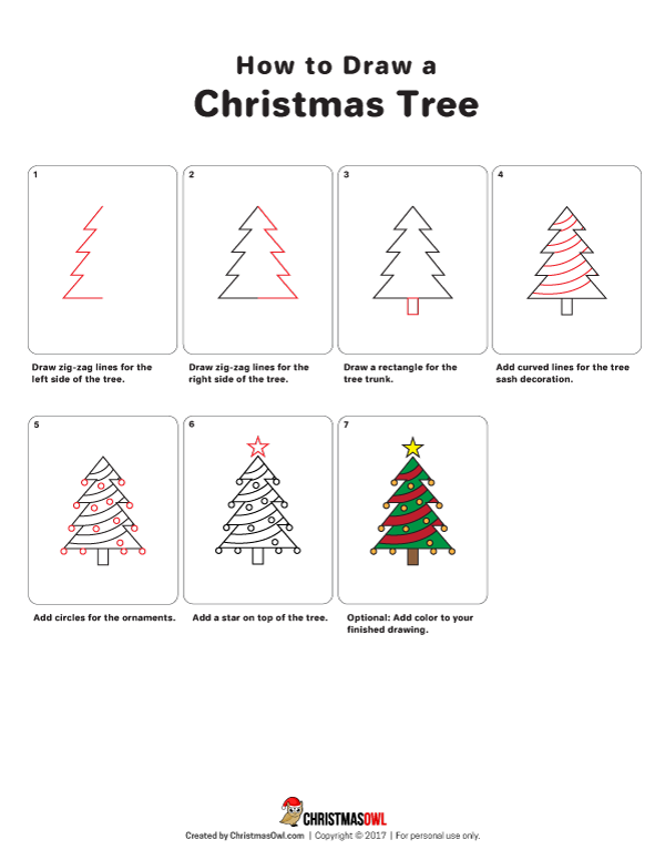 How To Draw A Christmas Tree Step By Step How To Draw A Simple Christmas Tree Drawingforall 
